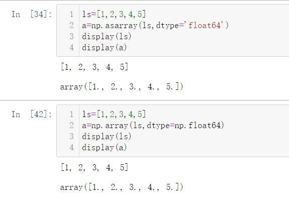 Np array np asarray IT 